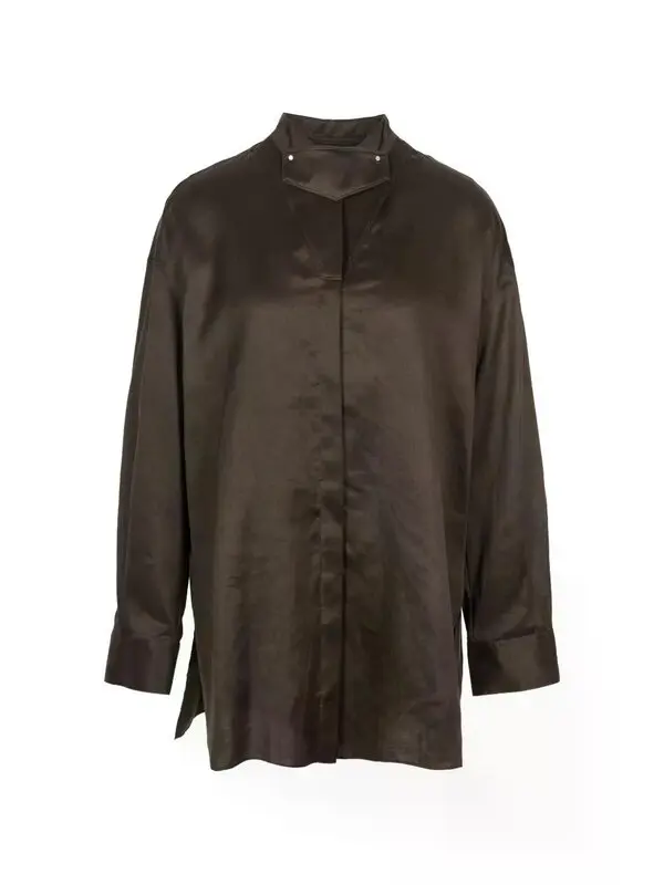 LESS Collar-panel Long-sleeved Shirt - Brown