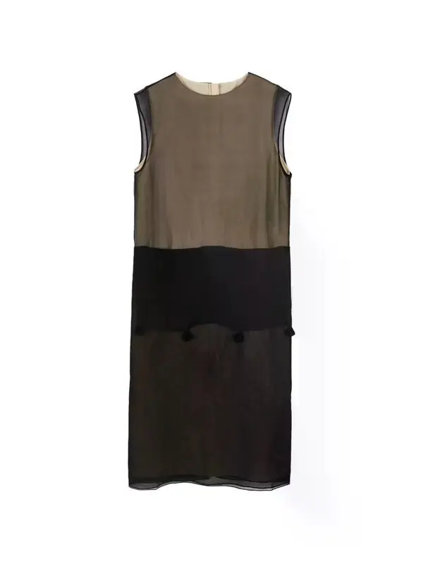 LESS Double-layer Silk Midi Dress - Black