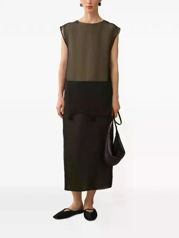 LESS Double-layer Silk Midi Dress