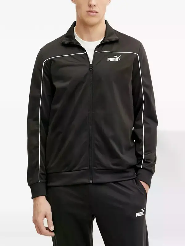 PUMA Logo-print Piped Track Jacket - Black