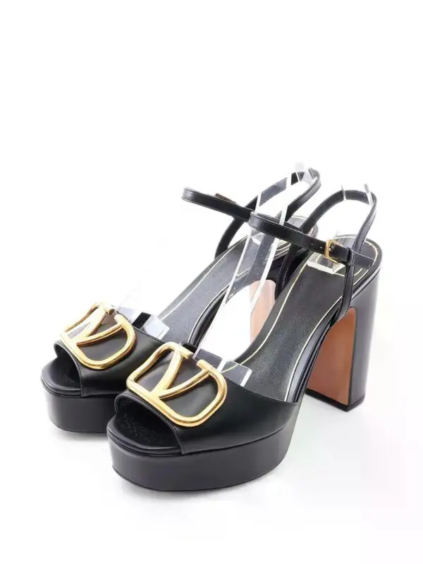 Valentino Garavani 2010s V-logo Platform Sandals - Black