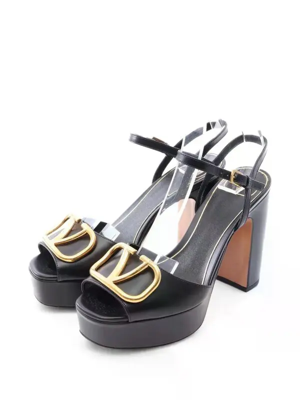 Valentino Garavani V-logo Platform Sandals - Black