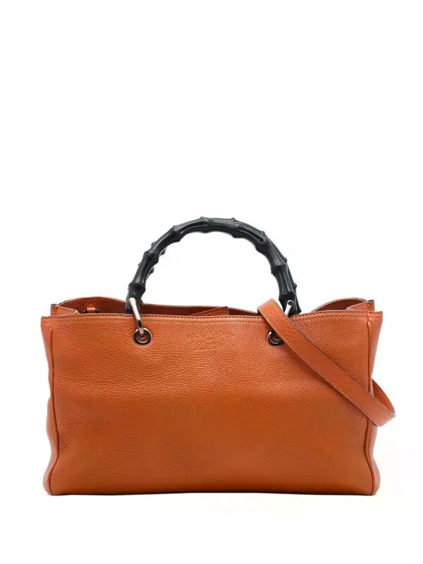 Gucci 2016-2026 Medium Calfskin Bamboo Shopper Satchel - Orange
