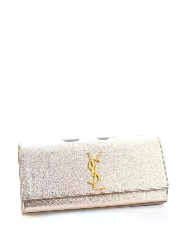Saint Laurent Classic Monogram Metallic Calfskin Long Clutch Bag