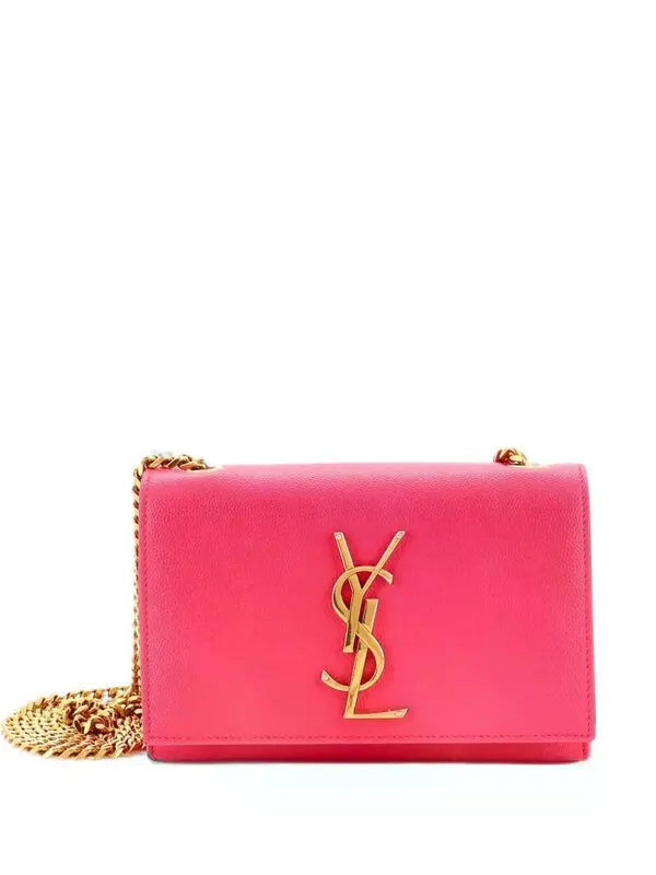 Saint Laurent Classic Monogram Grainy Leather Small Crossbody Bag - Pink