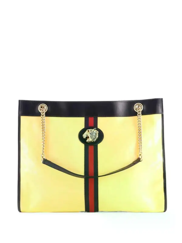 Gucci Rajah Chain Gg Coated Canvas Large Tote Bag - Yellow