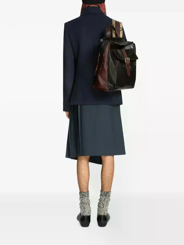 Dries Van Noten Leather Backpack With Snakeskin Straps