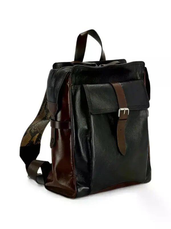 Dries Van Noten Leather Backpack With Snakeskin Straps
