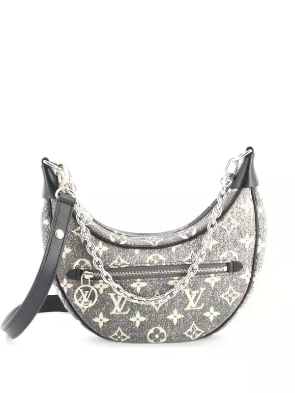 LOUIS VUITTON Loop Handbag Monogram Jacquard Denim Hobo Bag - Black