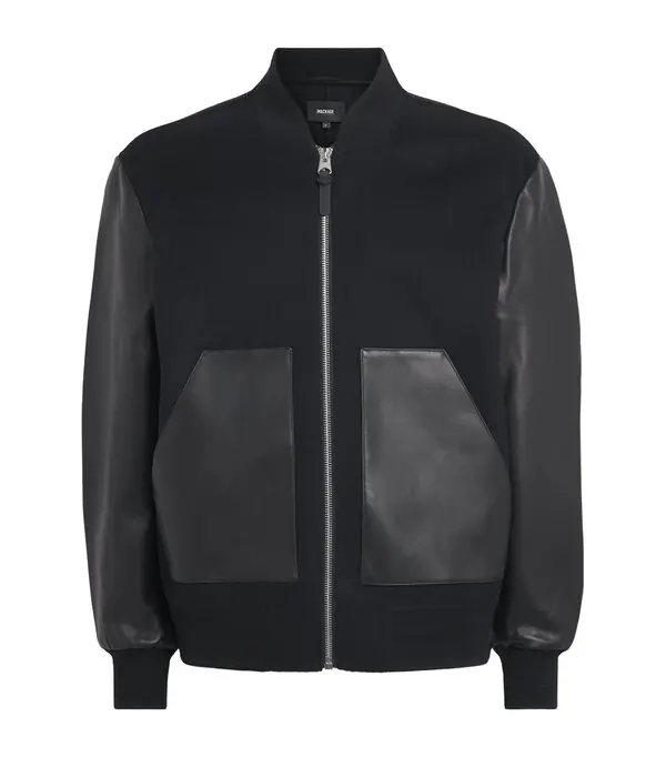 Mackage Wool Leather-trim Emilio Bomber Jacket - Black
