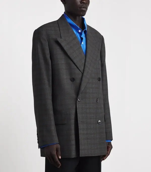 Dries Van Noten Wool Check Double-breasted Blazer
