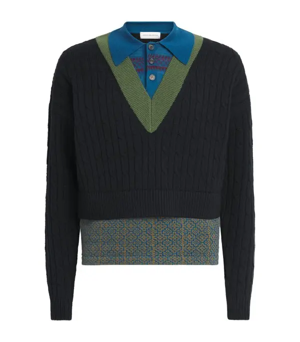 Dries Van Noten Wool-cotton Layered Sweater