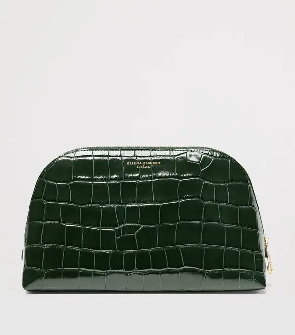 ASPINAL OF LONDON Large Leather Croc-embossed Cosmetic Case