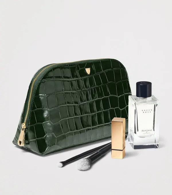 ASPINAL OF LONDON Large Leather Croc-embossed Cosmetic Case