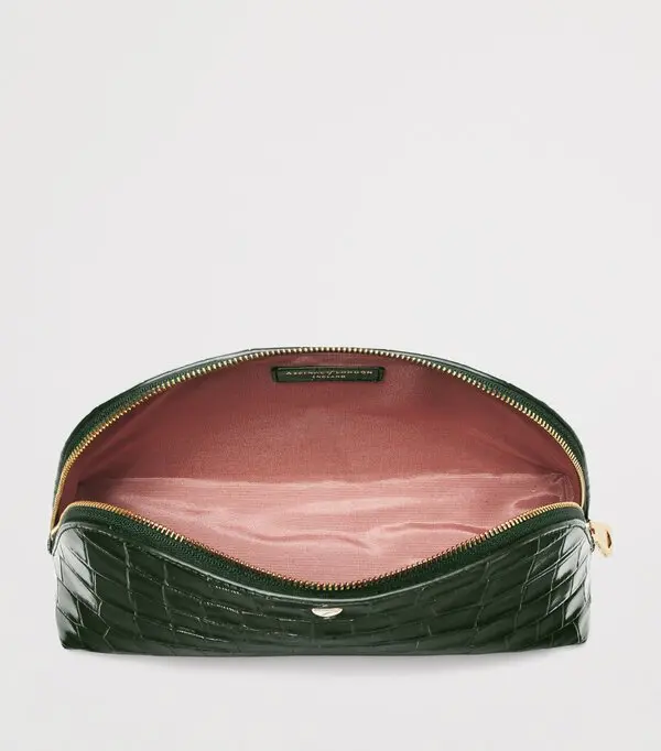 ASPINAL OF LONDON Large Leather Croc-embossed Cosmetic Case