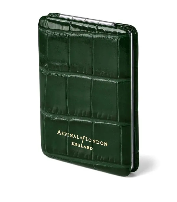 ASPINAL OF LONDON Croc-embossed Leather Handbag Mirror - Green