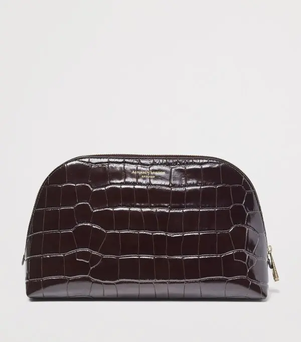 ASPINAL OF LONDON Large Leather Croc-embossed Cosmetic Case