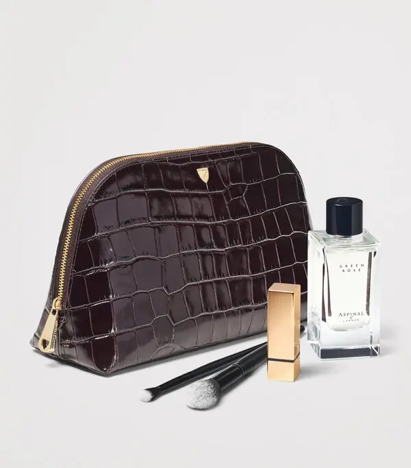 ASPINAL OF LONDON Large Leather Croc-embossed Cosmetic Case