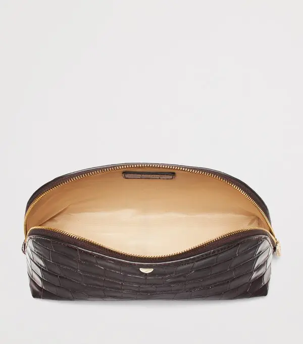 ASPINAL OF LONDON Large Leather Croc-embossed Cosmetic Case