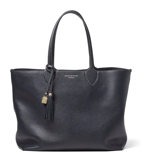 ASPINAL OF LONDON Leather Hudson Tote Bag - Navy
