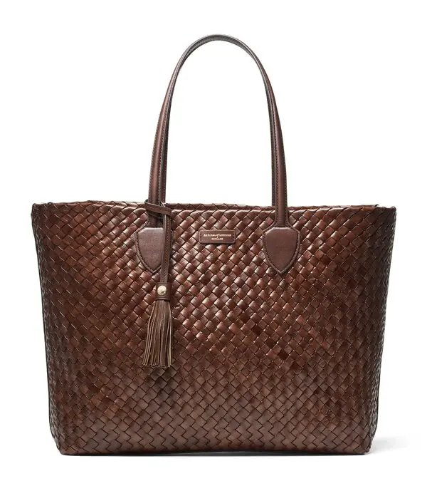 ASPINAL OF LONDON Large Leather Island Tote Bag - Brown