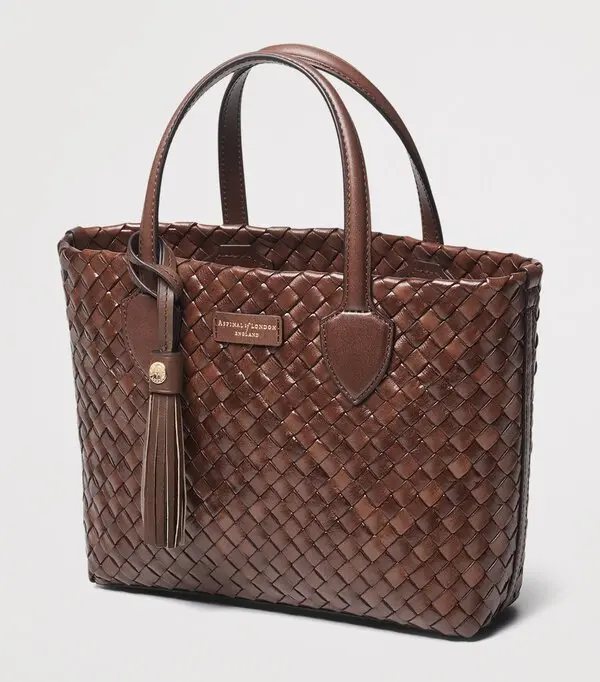 ASPINAL OF LONDON Small Woven Leather Tote Bag