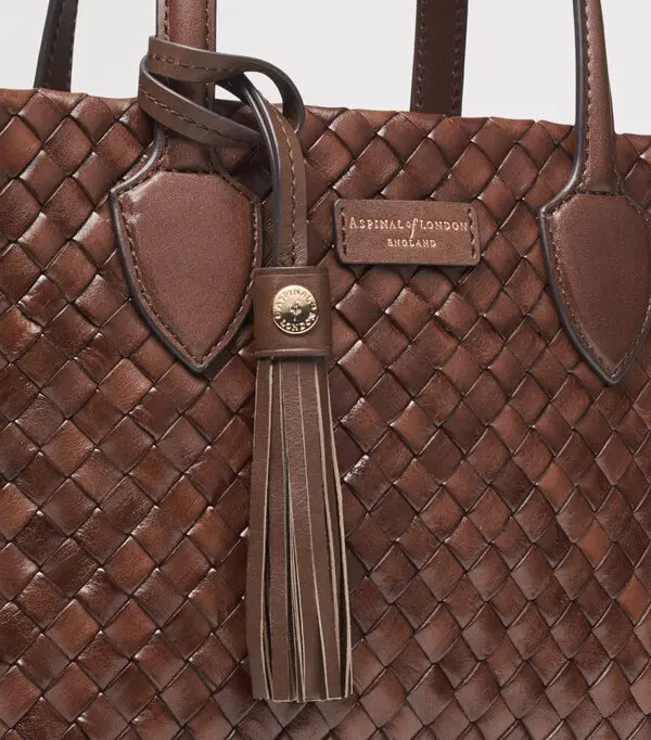 ASPINAL OF LONDON Small Woven Leather Tote Bag