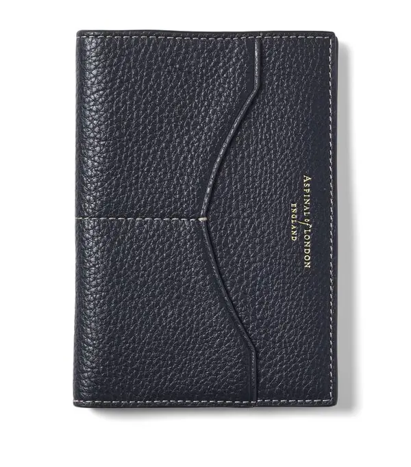 ASPINAL OF LONDON Leather Hudson Passport Cover - Navy