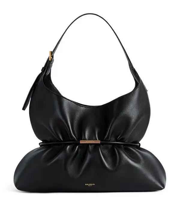 Balmain Medium Lambskin Sphynx Top-handle Bag - Black
