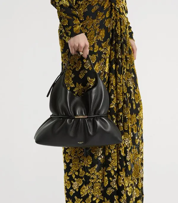Balmain Medium Lambskin Sphynx Top-handle Bag