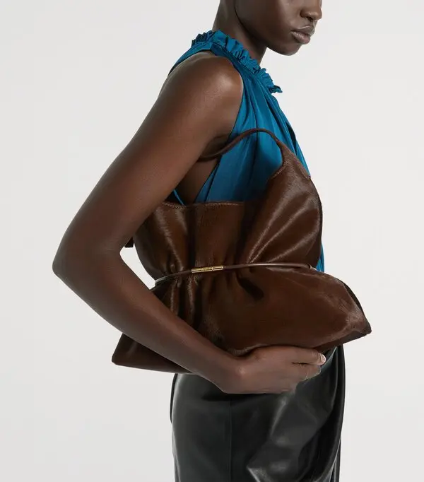 Balmain Medium Pony Hair Sphynx Shoulder Bag