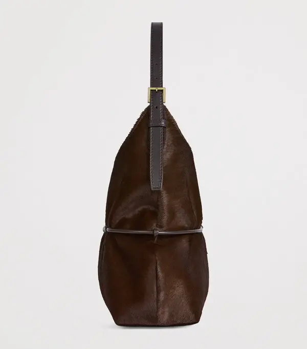 Balmain Medium Pony Hair Sphynx Shoulder Bag