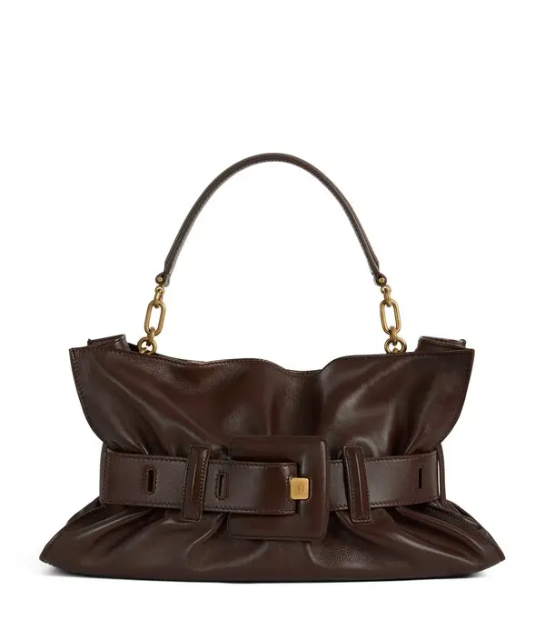 Balmain Medium Leather Anthem Shoulder Bag - Brown