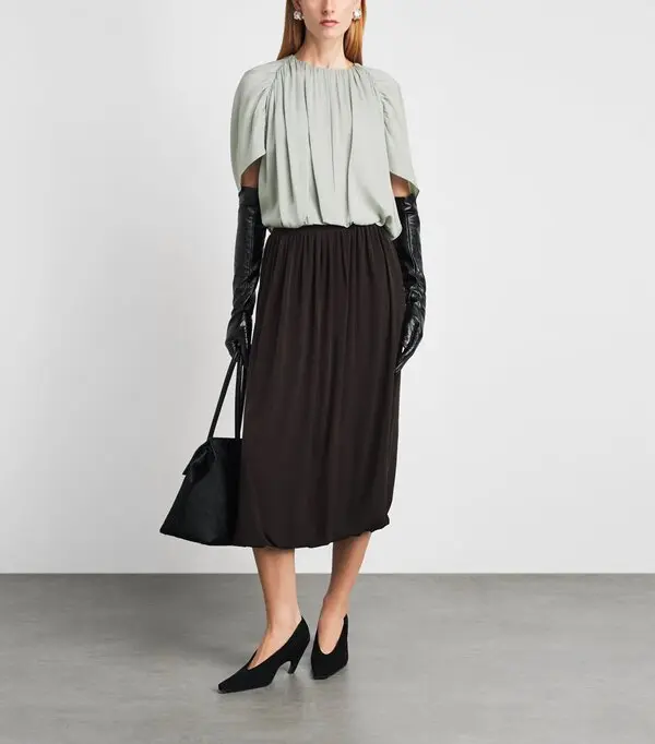 Vince Stretch-silk Cape-sleeve Bubble Blouse