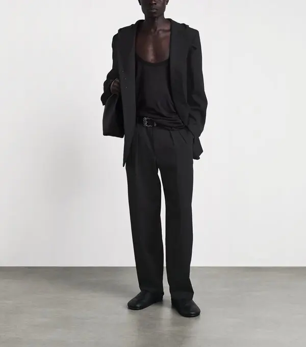 Yohji Yamamoto Wool Pleated Straight Trousers