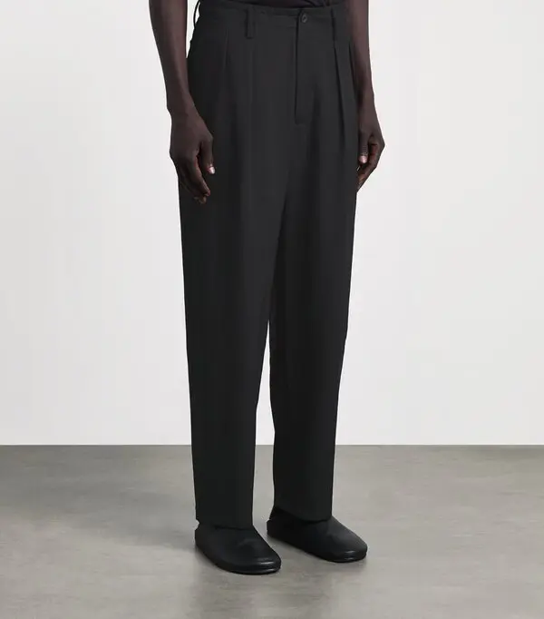 Yohji Yamamoto Wool Pleated Straight Trousers