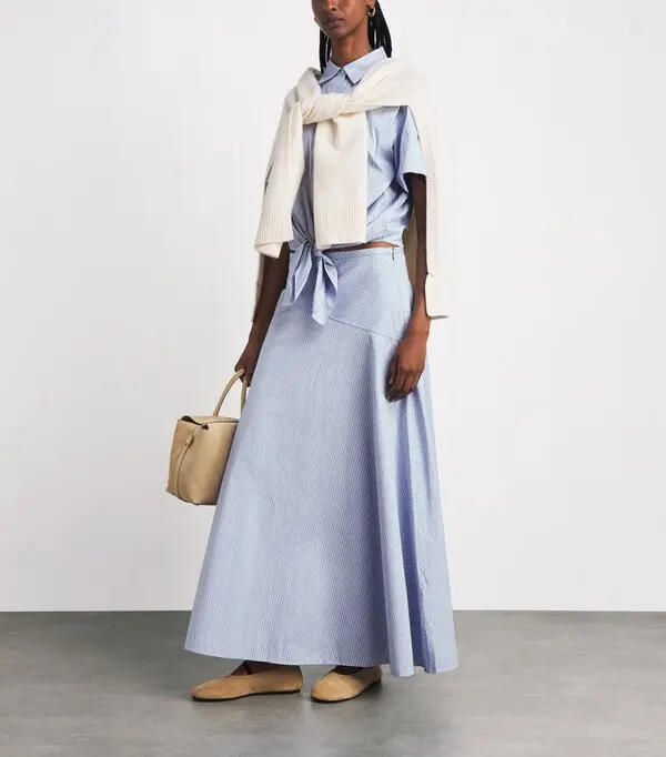 Theory Stripe Midi Skirt