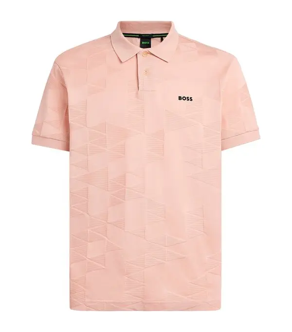 BOSS Cotton Jacquard Network Polo Shirt - Orange