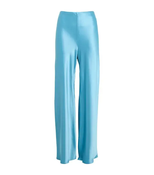 LESET Satin Barb Wide-leg Trousers - Blue