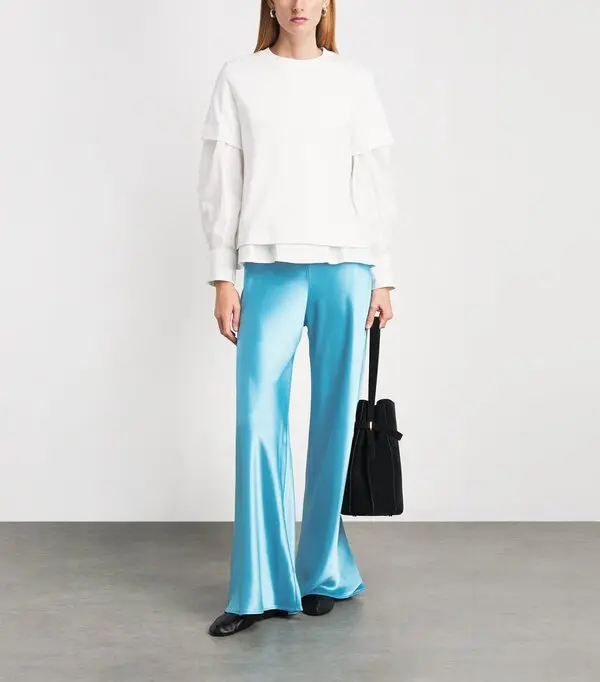 LESET Satin Barb Wide-leg Trousers