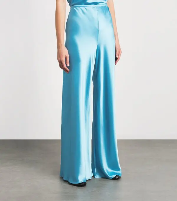 LESET Satin Barb Wide-leg Trousers