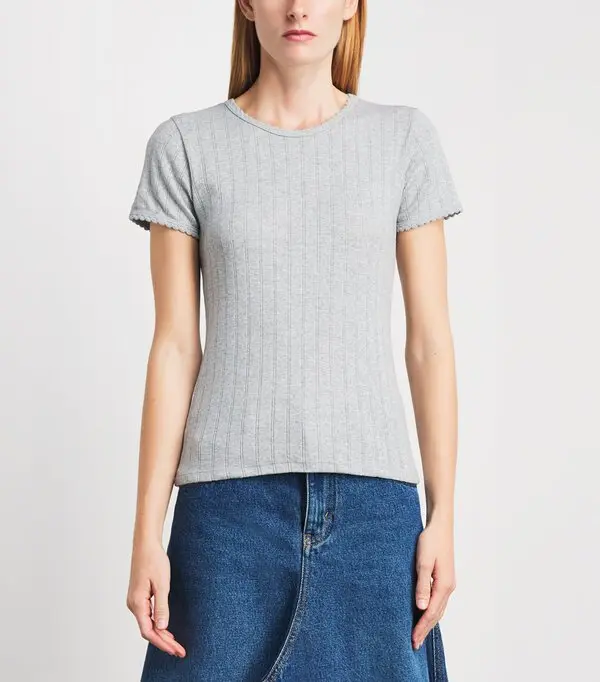 LESET Cotton Pointelle Short-sleeve T-shirt