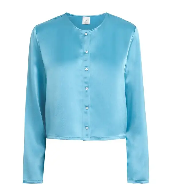LESET Satin Barb Cardigan - Blue
