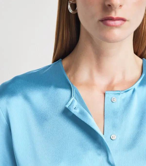 LESET Satin Barb Cardigan - Blue