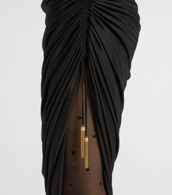 Balmain Jersey Ruched Midi Skirt