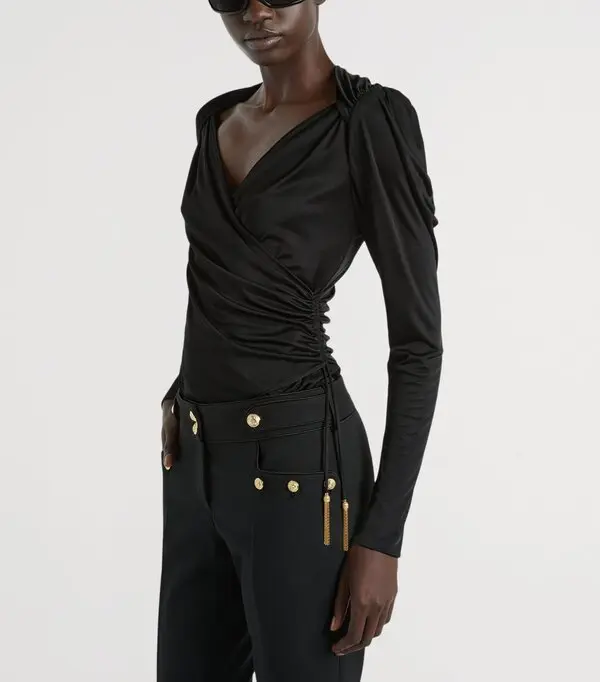 Balmain Jersey Draped Top