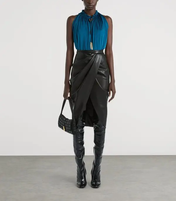 Balmain Jersey Pleated Sleeveless Top