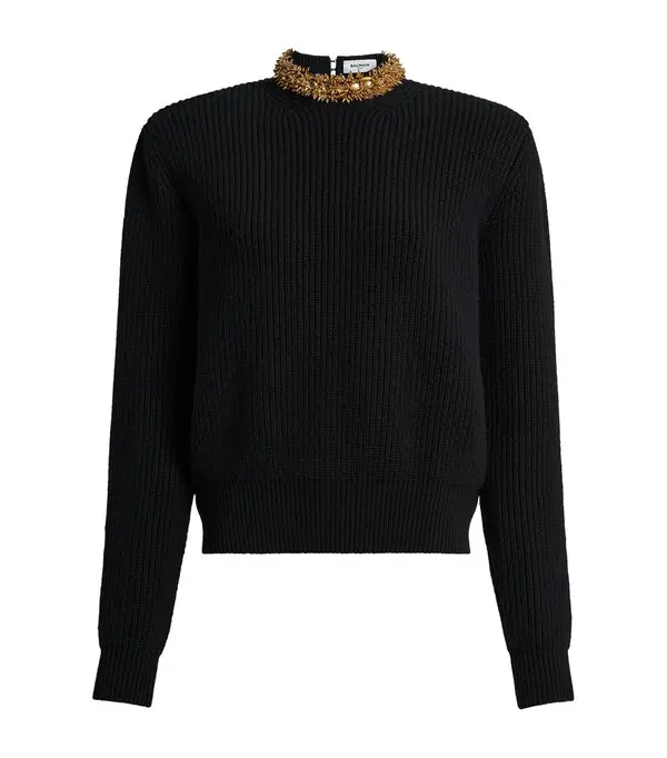Balmain Virgin Wool-cashmere Embellished Sweater