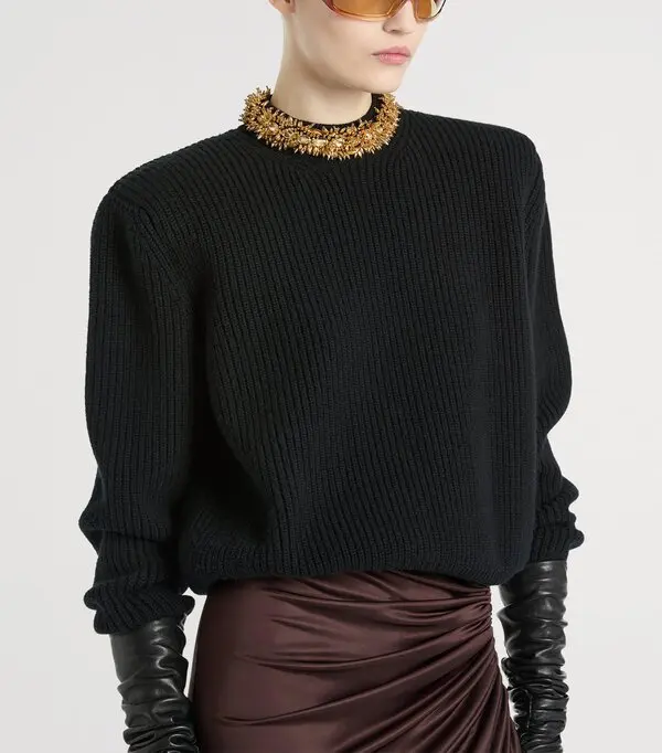 Balmain Virgin Wool-cashmere Embellished Sweater
