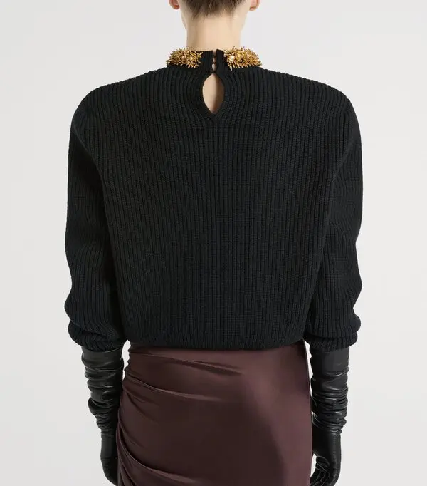 Balmain Virgin Wool-cashmere Embellished Sweater